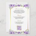 Purple Floral Gold Catholic Cross QR Code Wedding Invitation | Zazzle