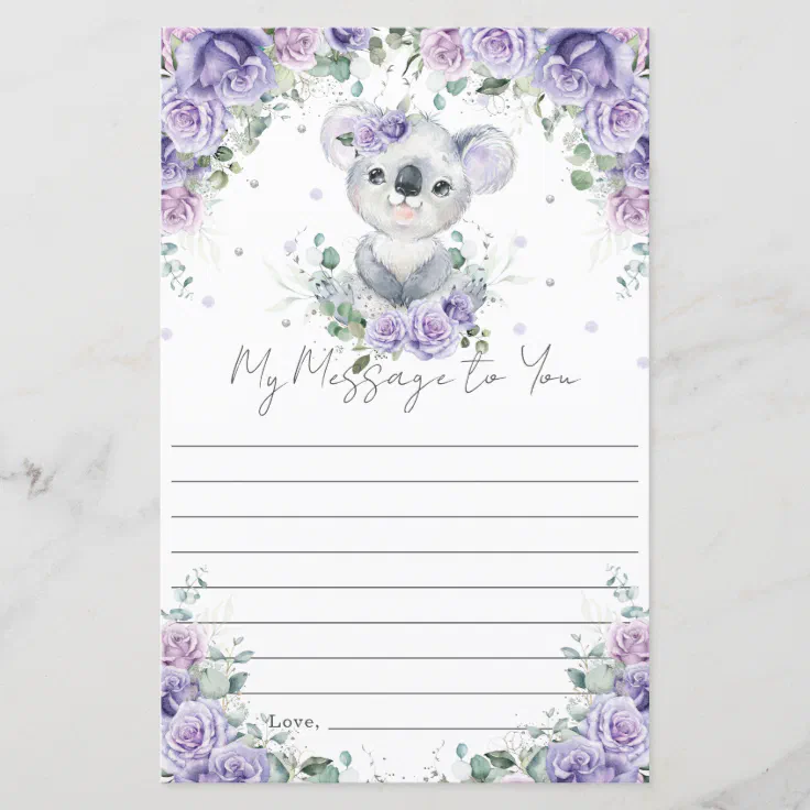 Purple Floral Koala 1st Birthday Capsule Message | Zazzle