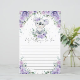 Purple Floral Koala 1st Birthday Capsule Message | Zazzle