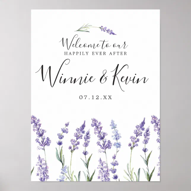 Purple Floral, Lavender Wedding Poster | Zazzle