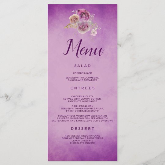 Purple Floral Menu | Zazzle.com