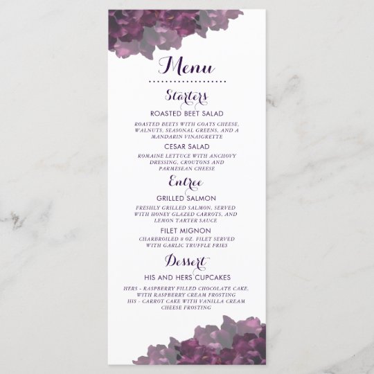 Purple Floral Menu | Zazzle.com