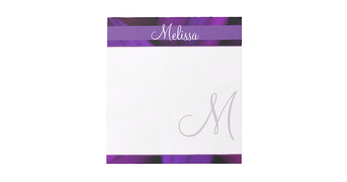 Purple Floral Monogram Notepad | Zazzle