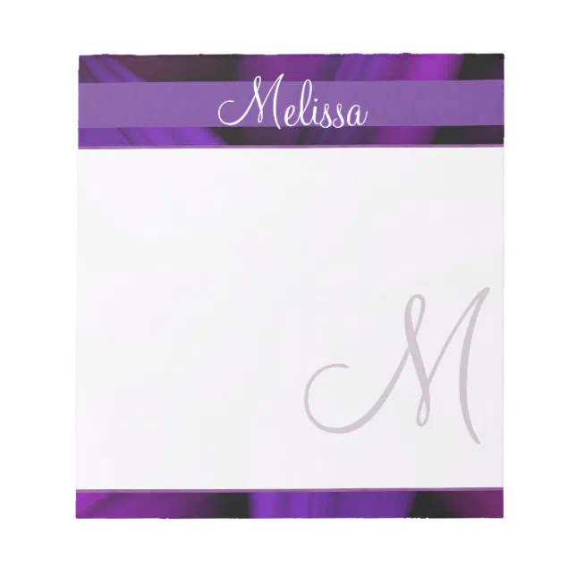 Purple Floral Monogram Notepad | Zazzle
