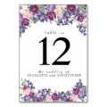 Purple Floral Personalized Table Number Card | Zazzle