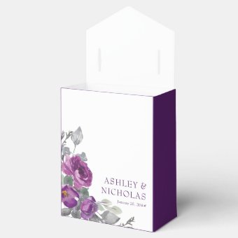 Purple Floral Personalized Wedding Favor Boxes | Zazzle