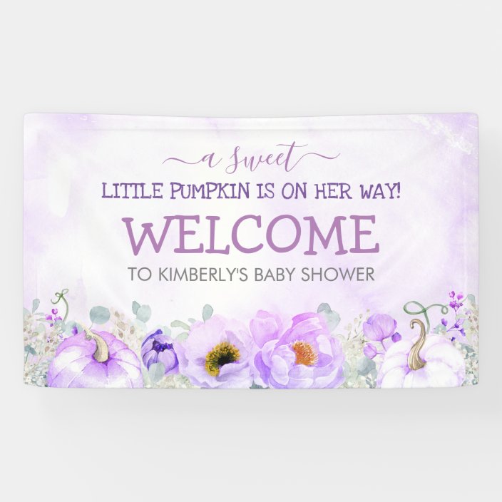 Purple Floral Pumpkins Fall Baby Shower Welcome Banner | Zazzle.com