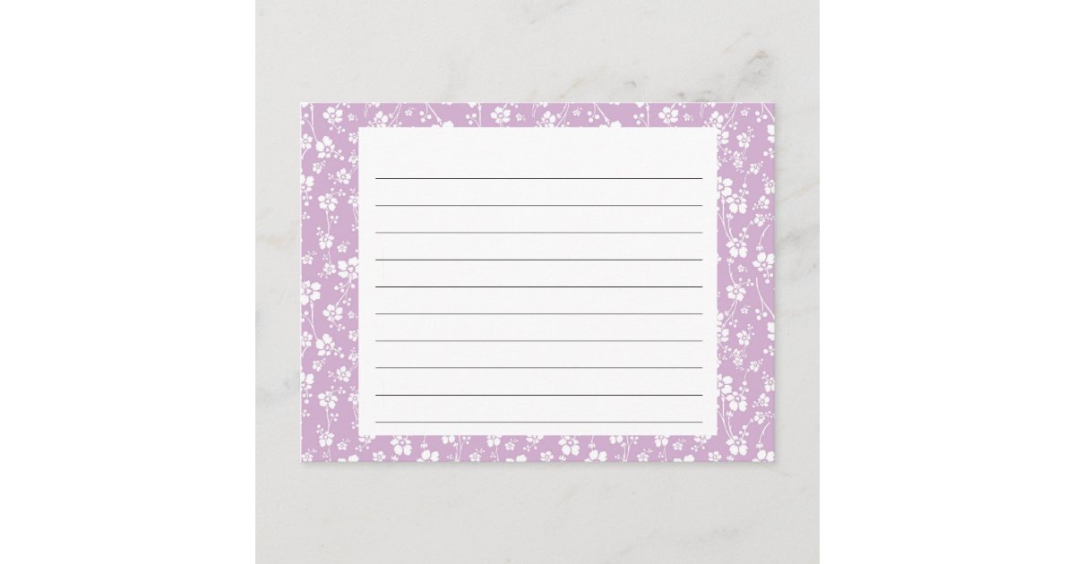 Purple Floral Recipe Card | Zazzle