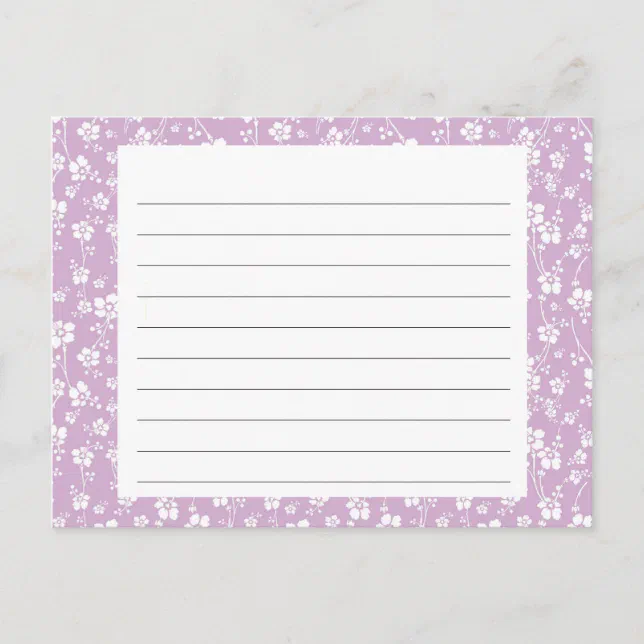 Purple Floral Recipe Card | Zazzle