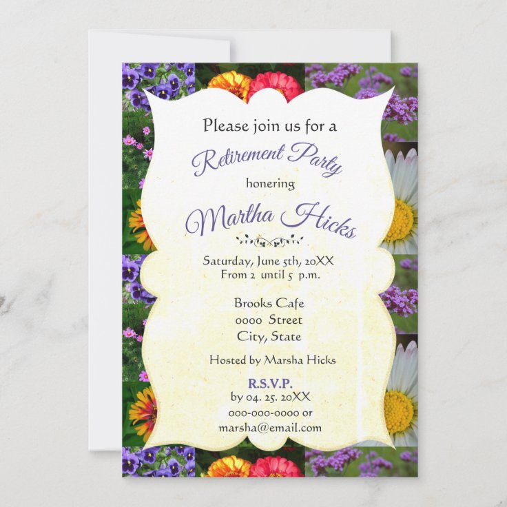 Purple Floral Retirement Party Invitation | Zazzle