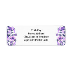 Purple Floral Return Address Label | Zazzle