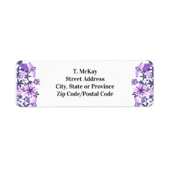 Purple Floral Return Address Label | Zazzle