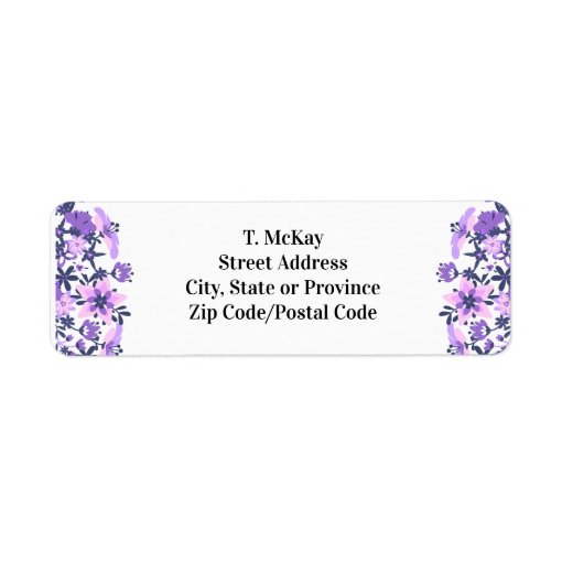 Purple Floral Return Address Label | Zazzle