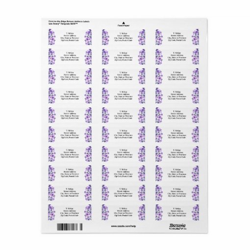 Purple Floral Return Address Label | Zazzle