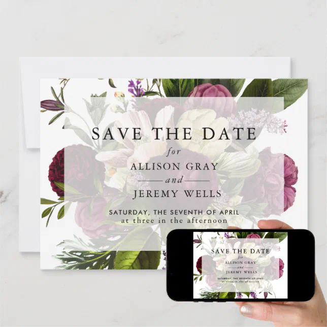 Purple Floral Save the Date | Zazzle