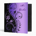 Purple Floral Scroll Teachers Class Planner Binder | Zazzle
