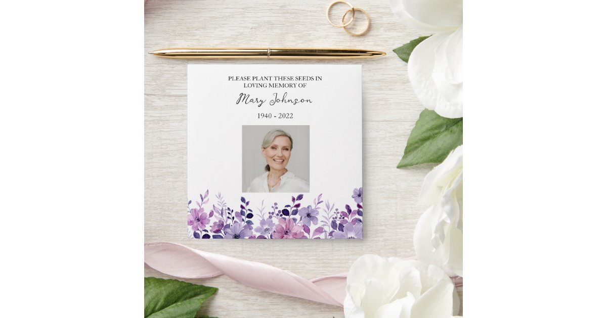 Purple Floral Seed Packet Memorial Funeral Envelope | Zazzle
