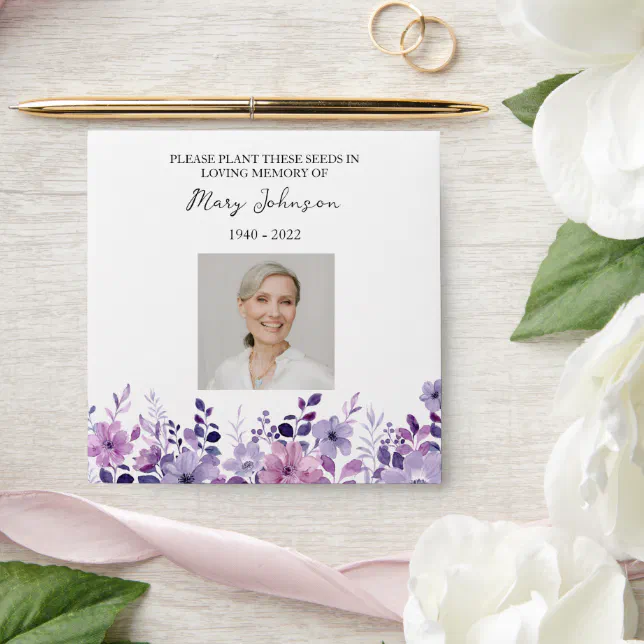 Purple Floral Seed Packet Memorial Funeral Envelope | Zazzle
