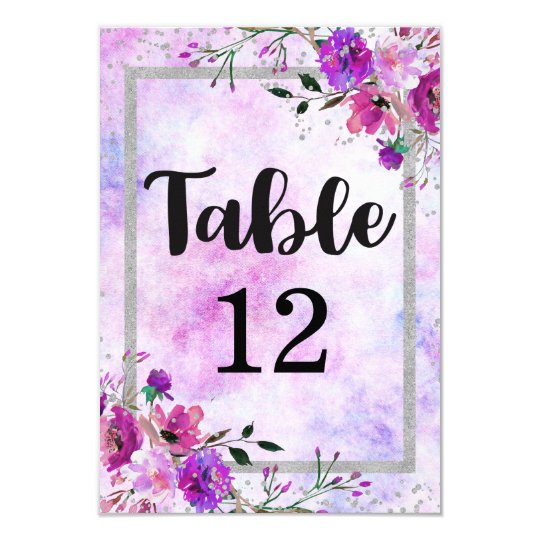 Purple Floral & Silver Table Number Seating Chart | Zazzle.com