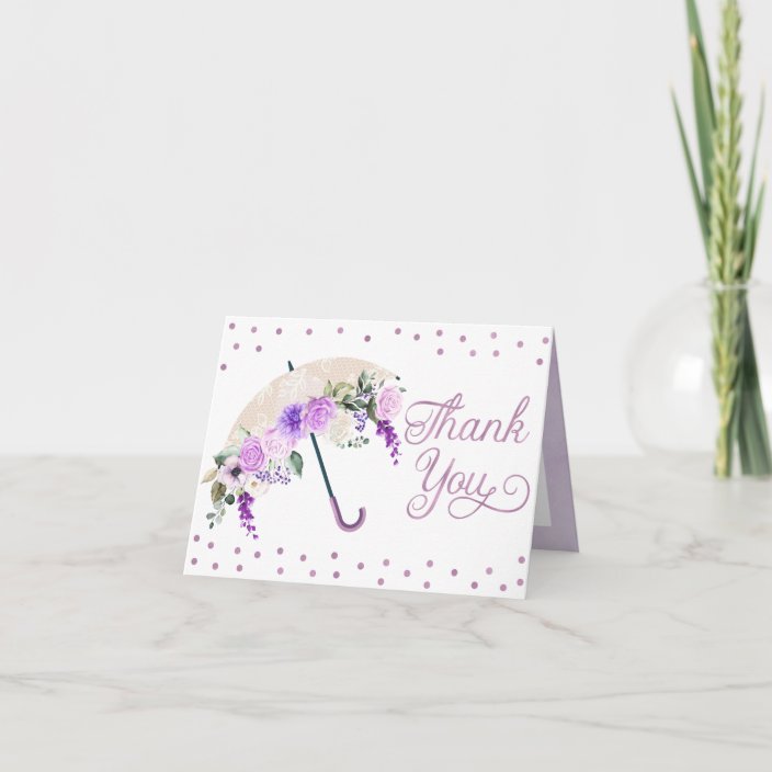 Purple Floral Spring Umbrella Thank You Card | Zazzle.com