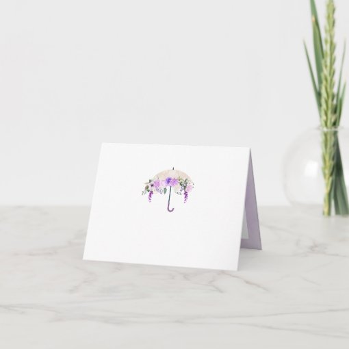 Purple Floral Spring Umbrella Thank You Card | Zazzle