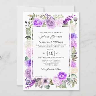 Purple Floral Spring Wedding Invitation | Zazzle