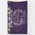 Purple Floral String Lights Script Wedding Banner | Zazzle