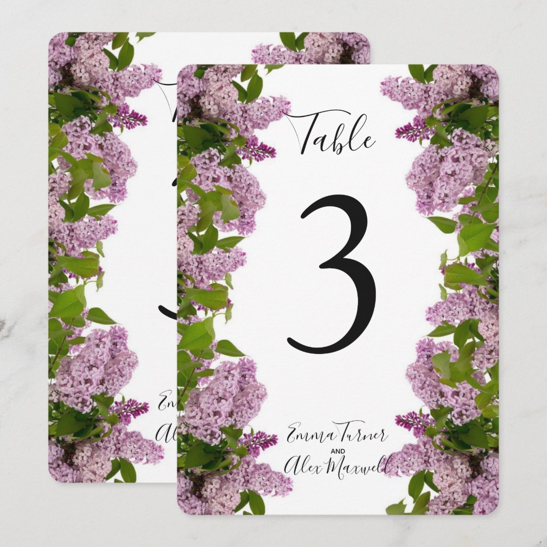 Purple Floral | Table number cards | Zazzle