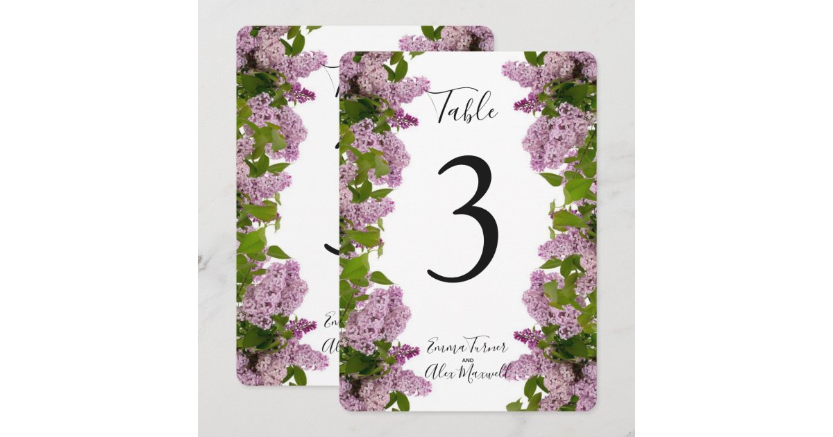 Purple Floral | Table number cards | Zazzle