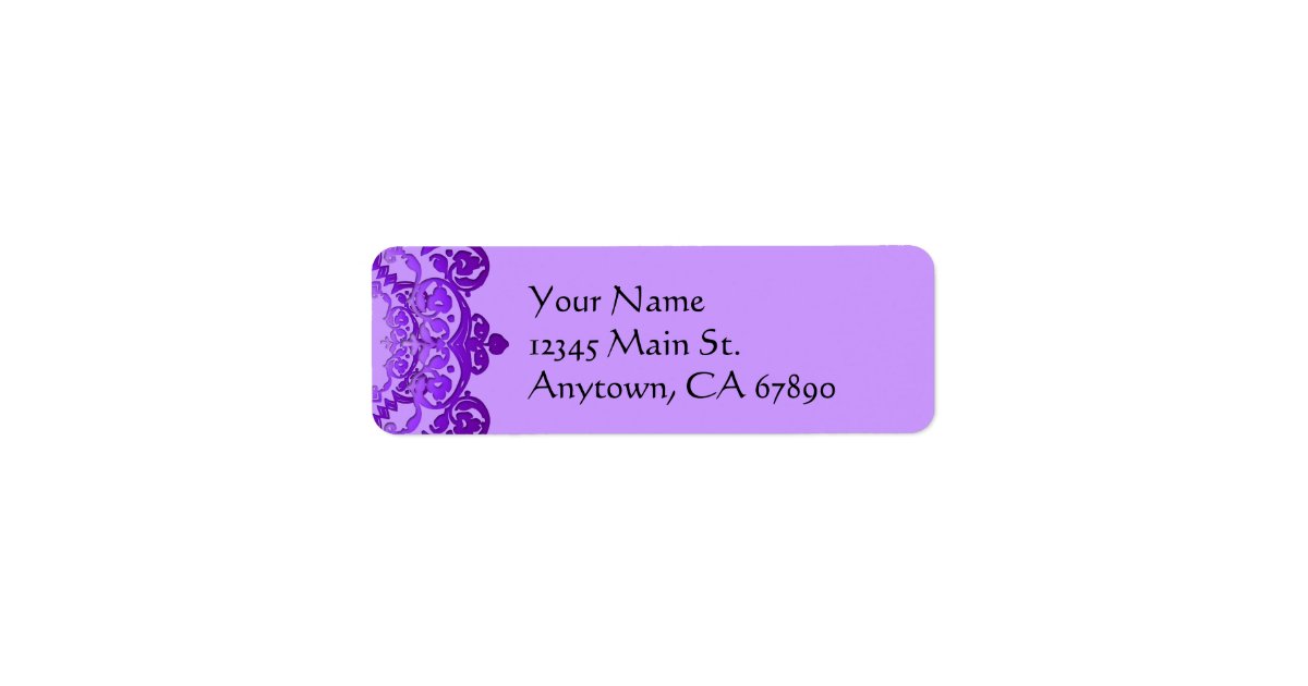 Purple Floral Vintage Art Return Address Labels | Zazzle