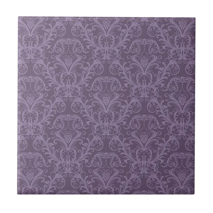 Purple floral wallpaper 2 ceramic tile | Zazzle