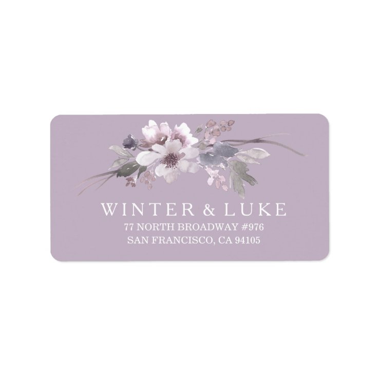 Purple Floral Watercolor Wedding Address Label | Zazzle