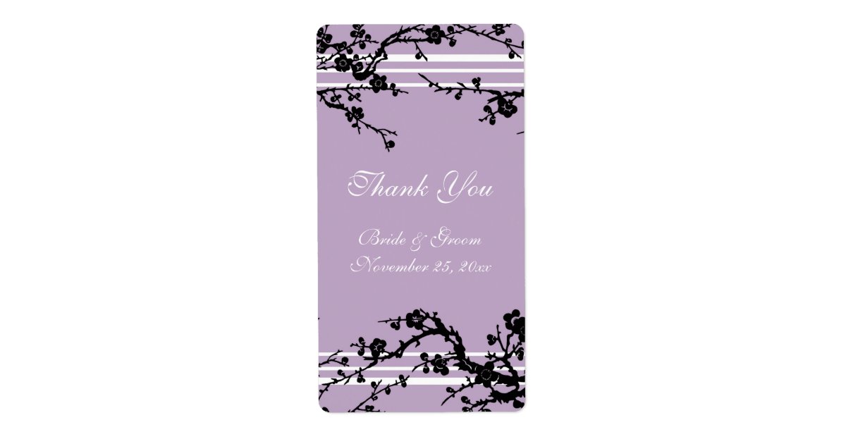 Purple Floral Wedding Labels | Zazzle