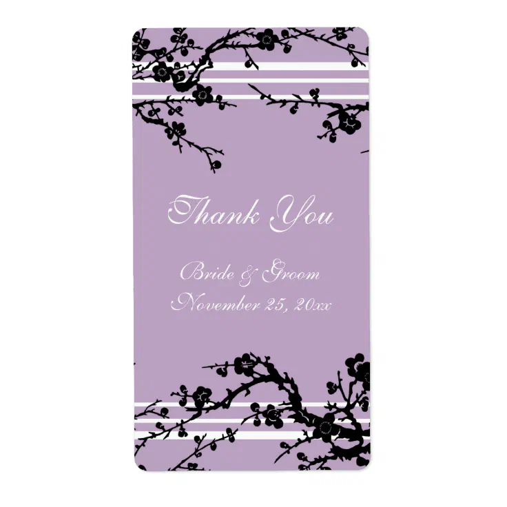 Purple Floral Wedding Labels | Zazzle