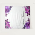 Purple floral wedding photo booth background tapestry | Zazzle