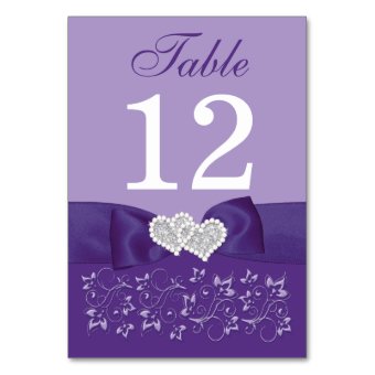 Purple Floral Wedding Table Number Card | Zazzle