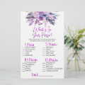 Purple Floral What's In Purse Bridal Shower Game Stationery | Zazzle