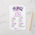 Purple Floral What's In Purse Bridal Shower Game Stationery | Zazzle