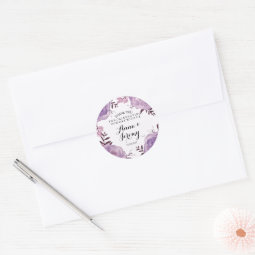 Purple Floral Wreath Wedding Sticker | Zazzle