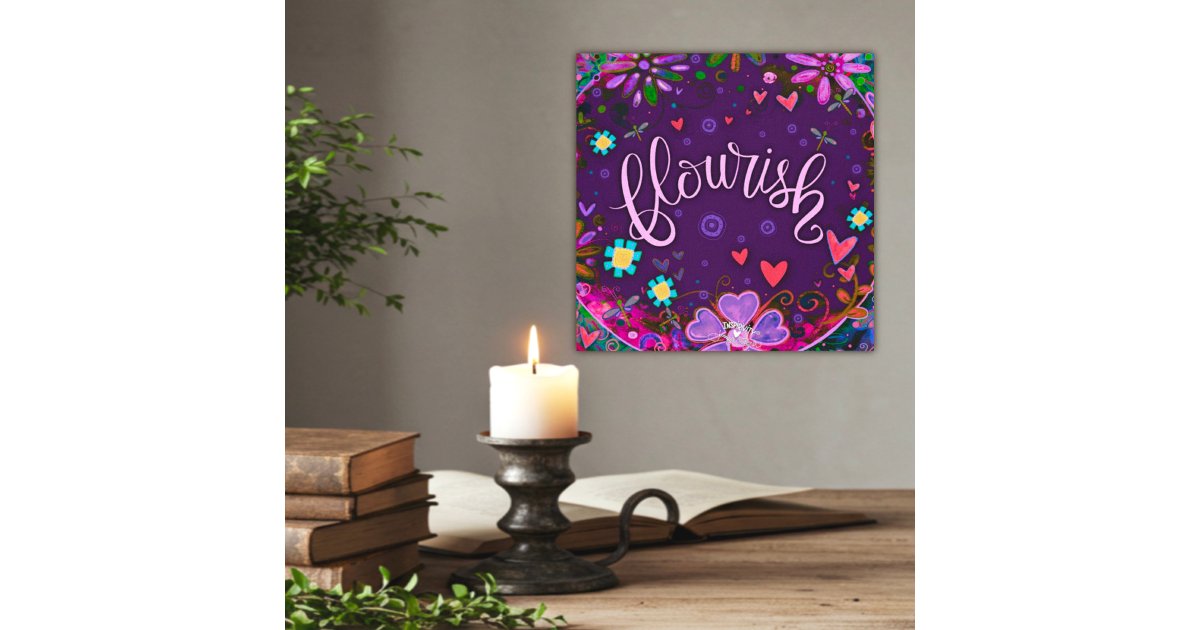 Purple Flourish Inspirational Heart Floral Pretty Canvas Print | Zazzle