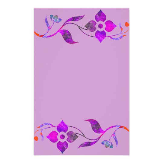 Purple Flower Border Stationery | Zazzle.com