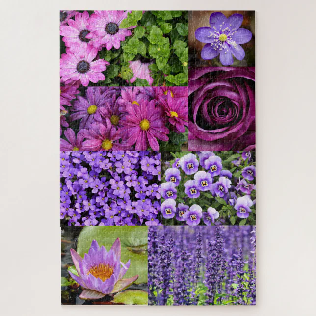 Purple Flower Collage Jigsaw Puzzle | Zazzle
