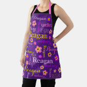 Purple flower custom name Reagan Apron | Zazzle