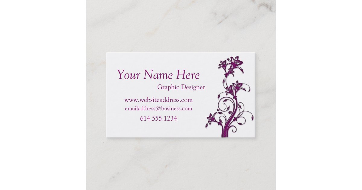 Purple Flower D2 Business Card Template | Zazzle
