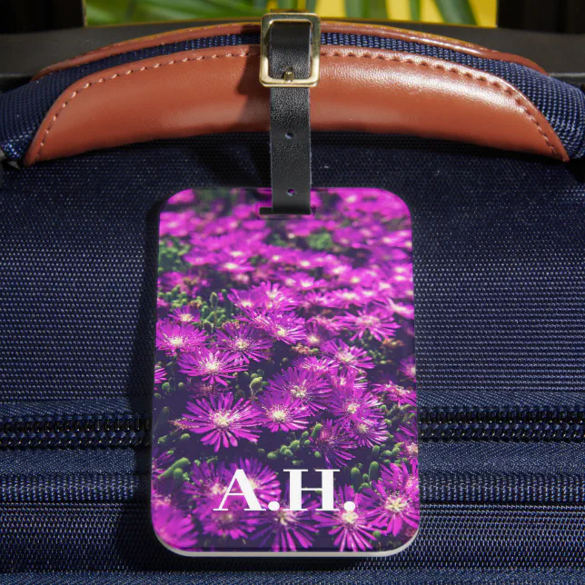 Purple Flower Initial Luggage Tag | Zazzle