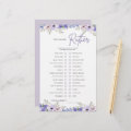 Purple Flower Would She Rather Bridal Shower Game | Zazzle