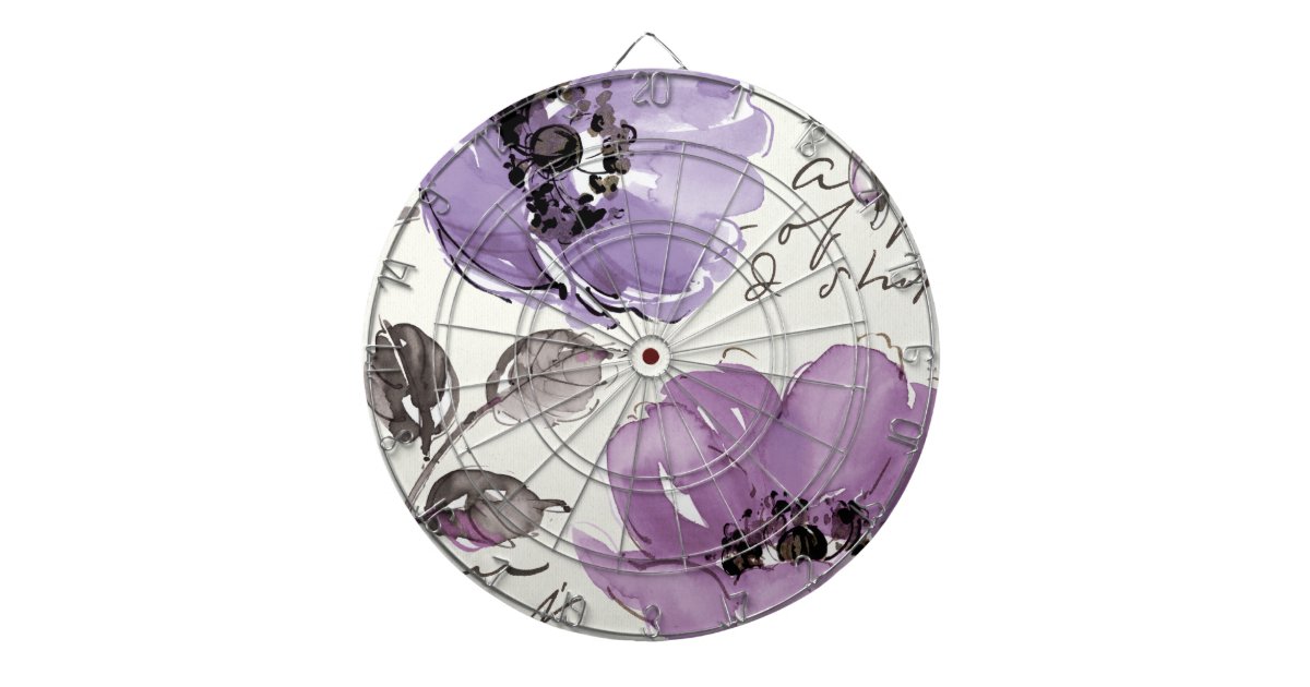 Purple Flowers Dart Board | Zazzle