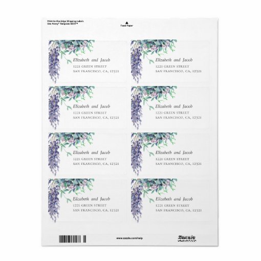 Purple flowers. Garden floral. Lavender address Label | Zazzle
