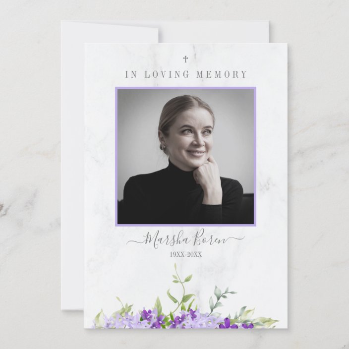 Purple Flowers in Loving Memory for Funeral | Zazzle.com