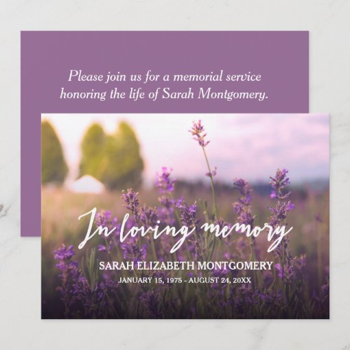 Purple Flowers | In Loving Memory Invitation | Zazzle
